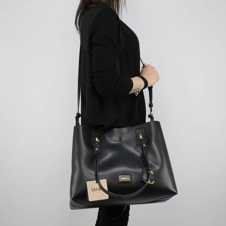 Bolsa de compras de Liu Jo Tote Hawaii negro y oro A18145 E0502 - In More Est Store